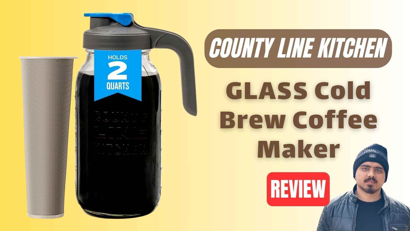 County Line Kitchen Cold Brew Coffee Maker: 64oz, Leak-Proof